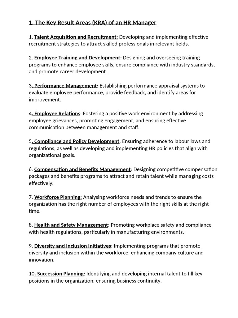 The Key Result Areas (KRA) | PDF | Human Resources | Business