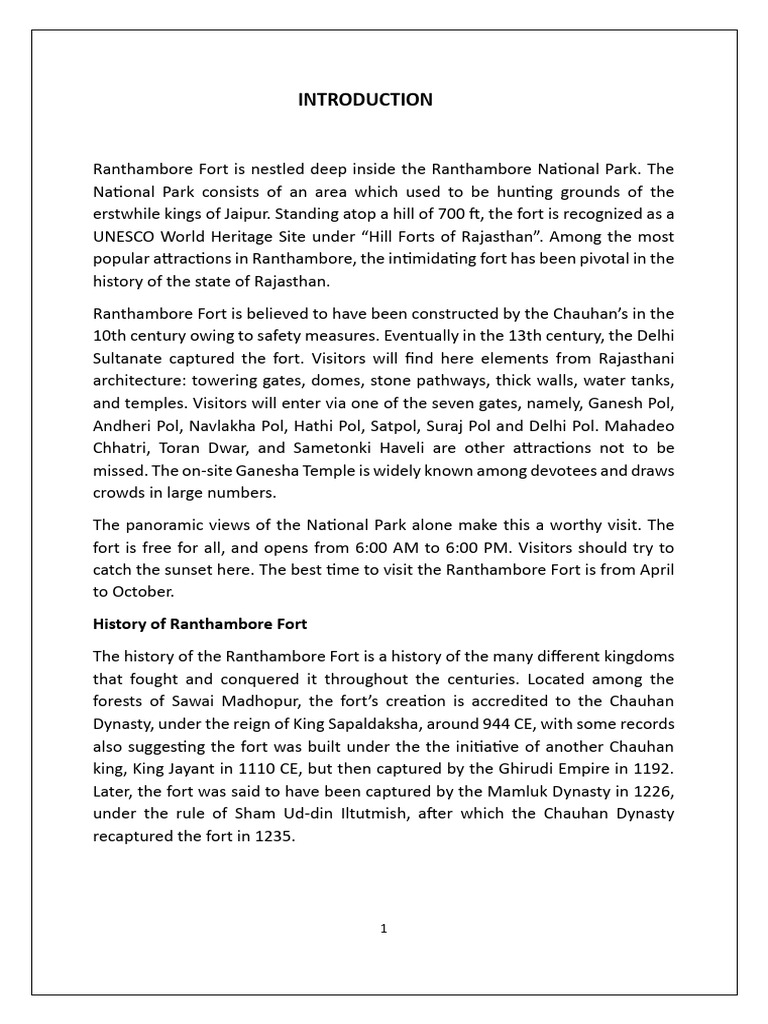 Ranthambore Fort Com | PDF