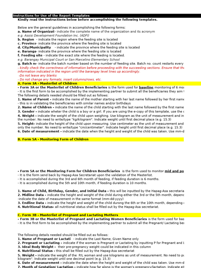 Hapag-Asa Program Forms - Template | PDF | Pregnancy | Significant Figures