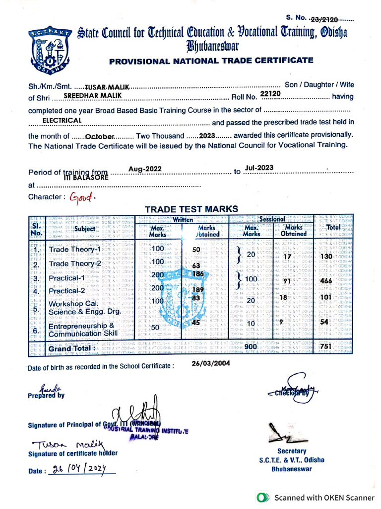 ITI Certificate | PDF