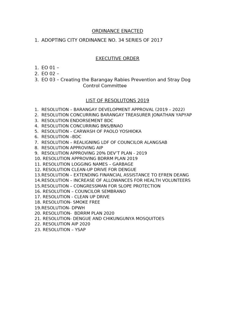 List of Resolutions | PDF