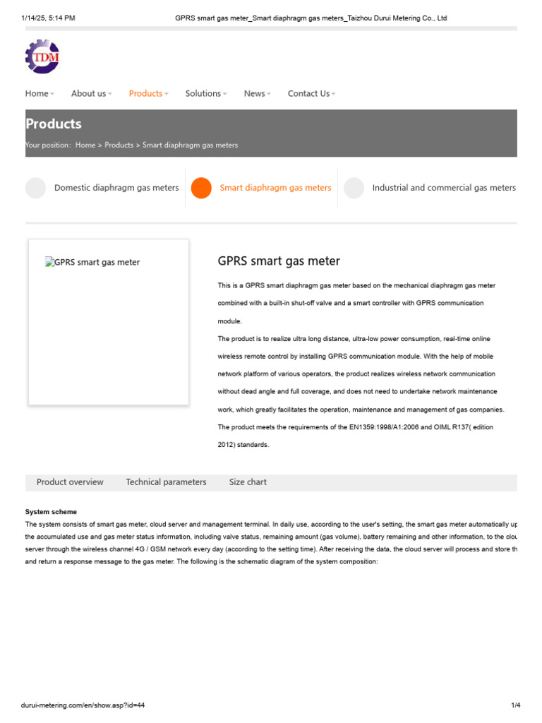 GPRS Smart Gas Meter - Smart Diaphragm Gas Meters - Taizhou Durui ...