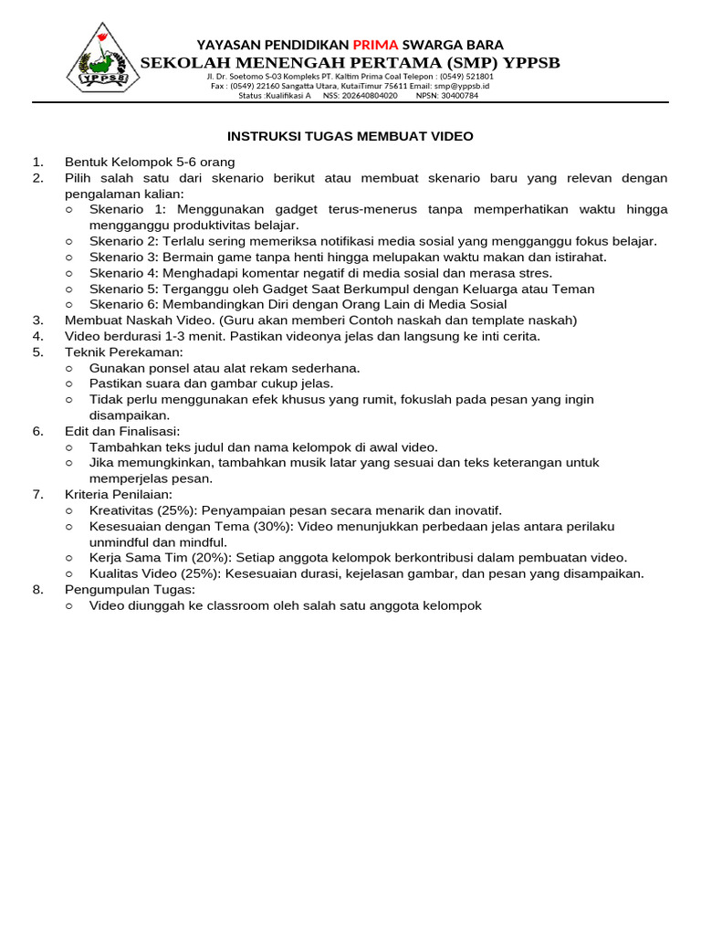 LKPD 2 Menentukan Skenario Dan Membuat Naskah Video Pendek | PDF