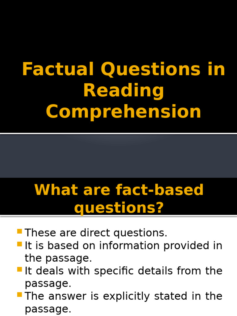 Factual Questions in RC | PDF