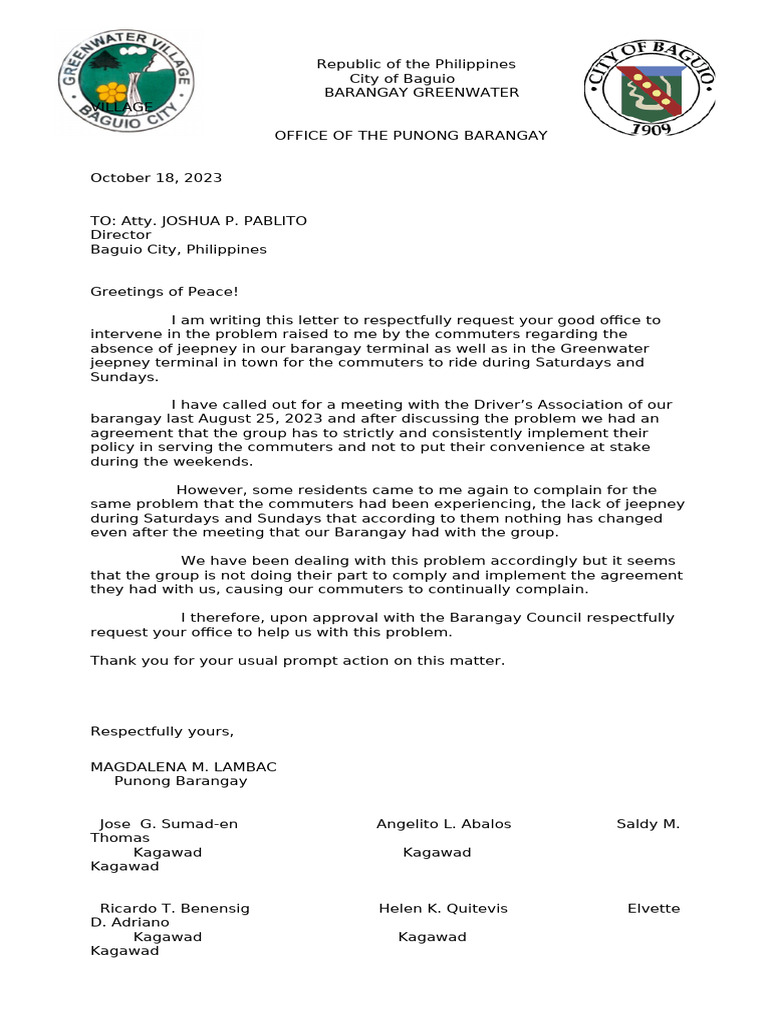 Letter To LTO | PDF