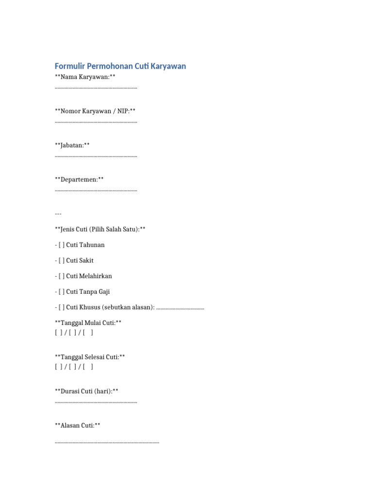 Formulir_Permohonan_Cuti | PDF