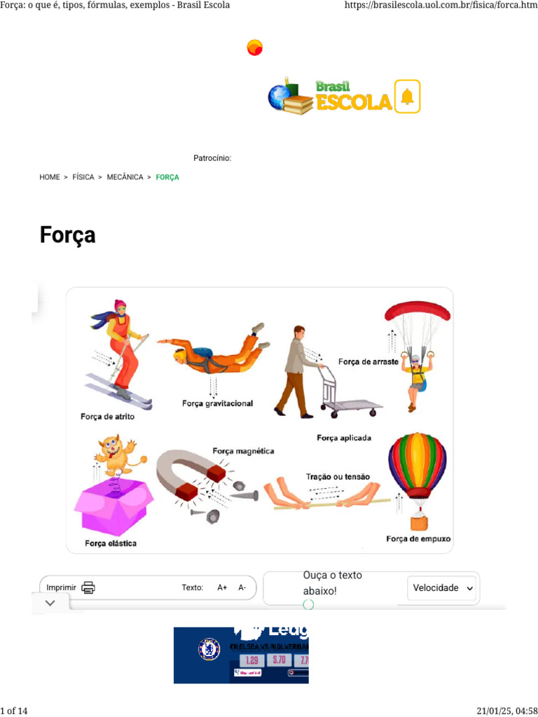 Força: Conceitos e Exemplos de Física | PDF | Força | Leis do Movimento ...