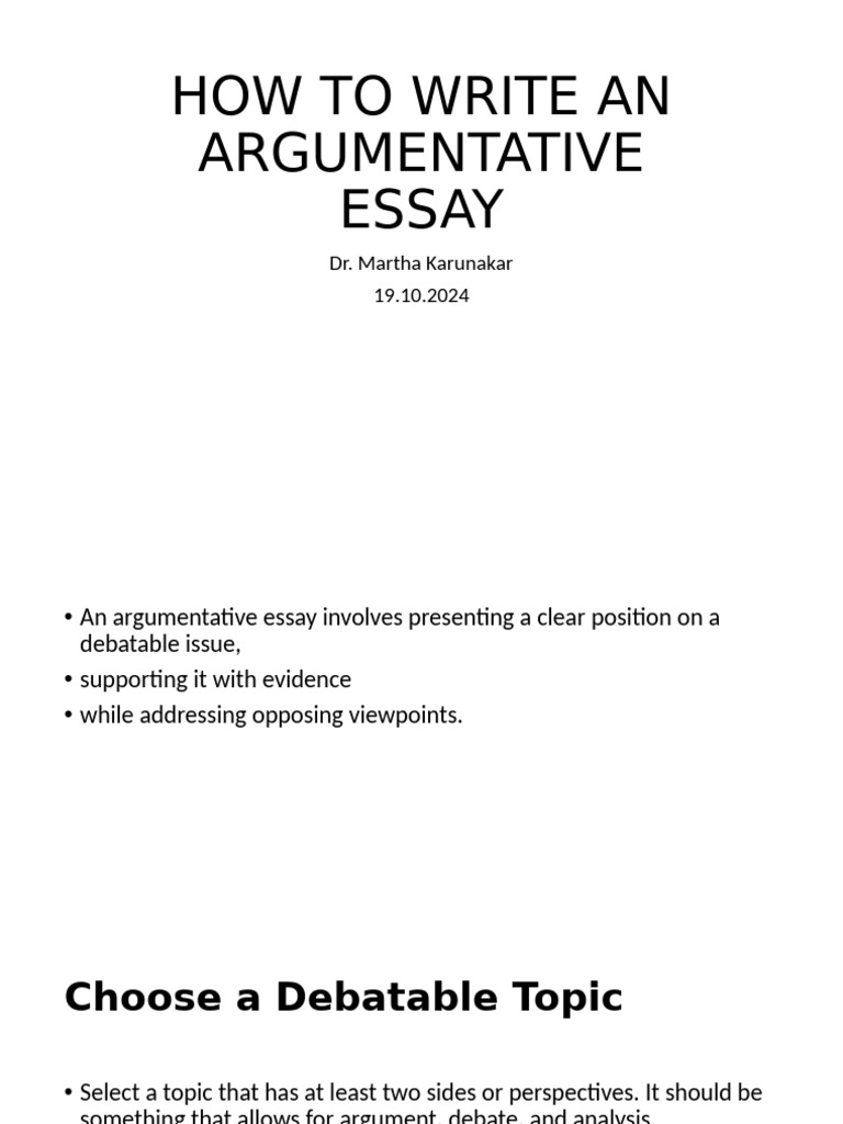 Writing An Argumentative Essay | PDF | Argument | Essays