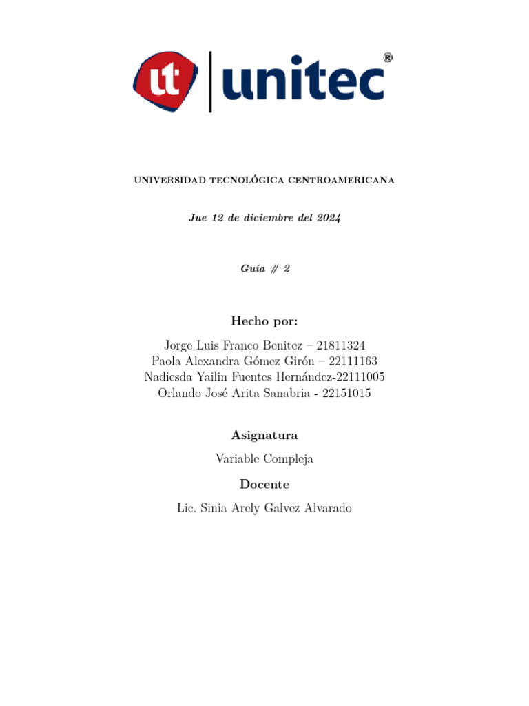 Guía de Integrales en Variable Compleja | PDF | Álgebra | Conceptos ...