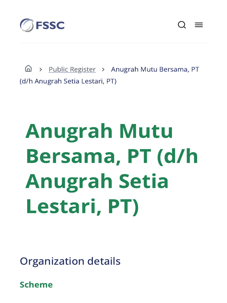 Public Register - FSSC 1 | PDF
