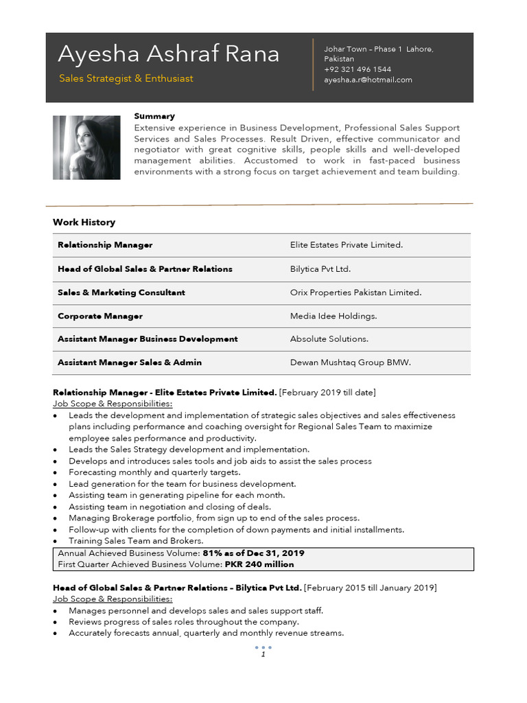 Ayesha Rana CV - 2020 .pdf | PDF | Marketing | Sales