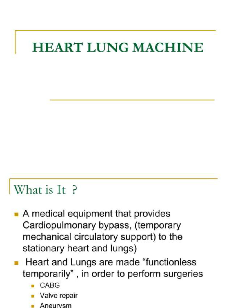 Overview of A Heart Lung Machine | PDF