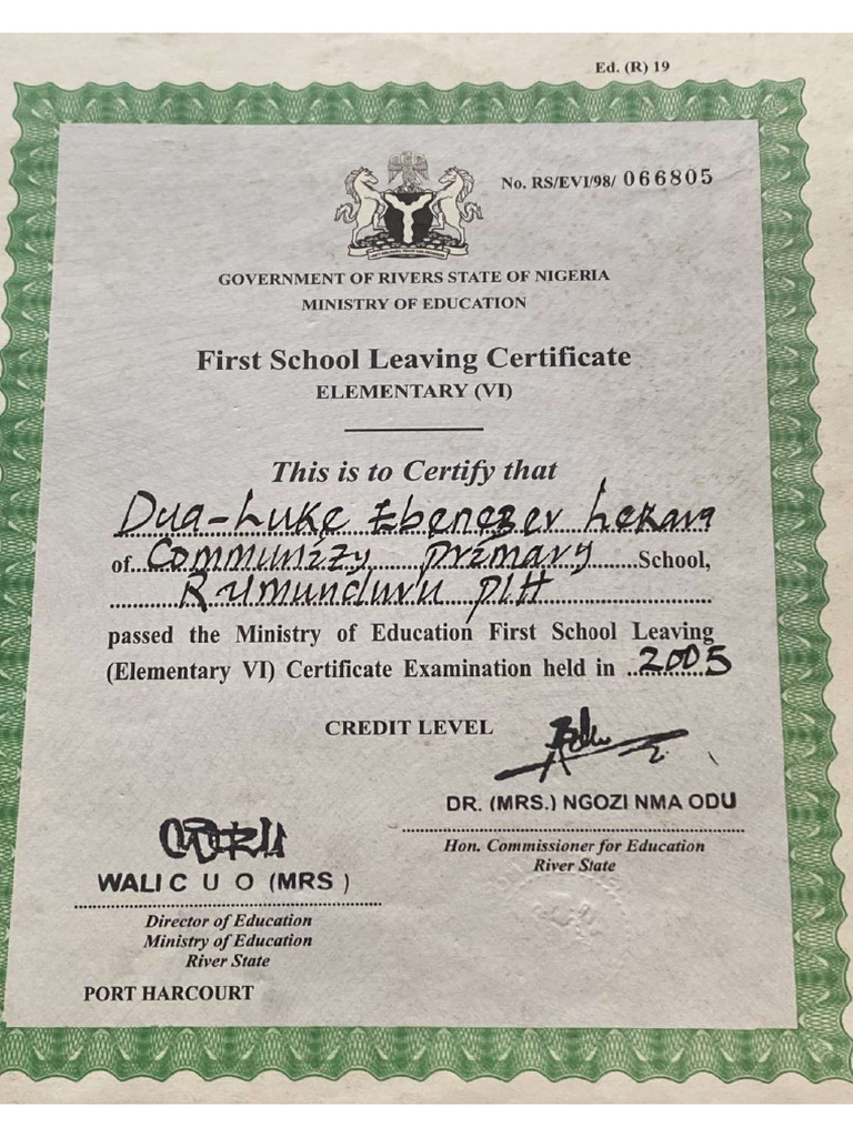 First School Leaving Certificate | PDF