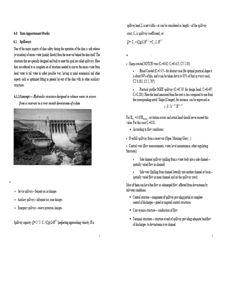 Spillway Design and Classification Overview | PDF | Spillway | Dam
