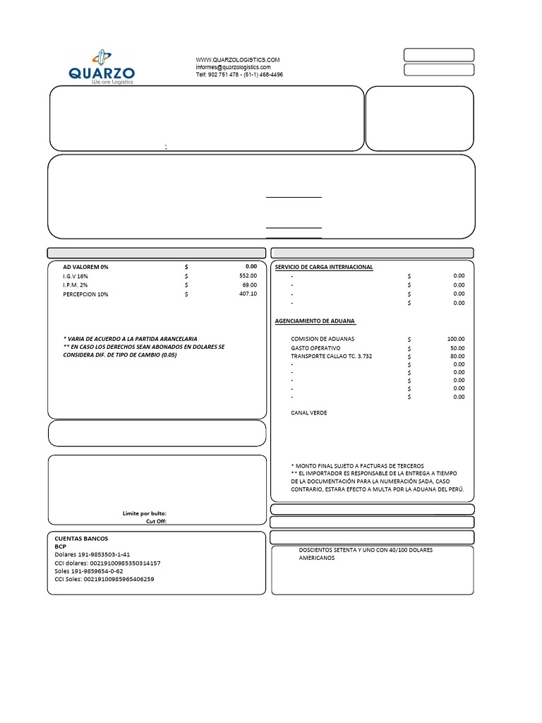 Proforma QL-26573 | PDF | Pagos | aduana