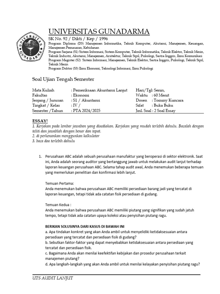 UTS Audit Lanjut New 2025 | PDF