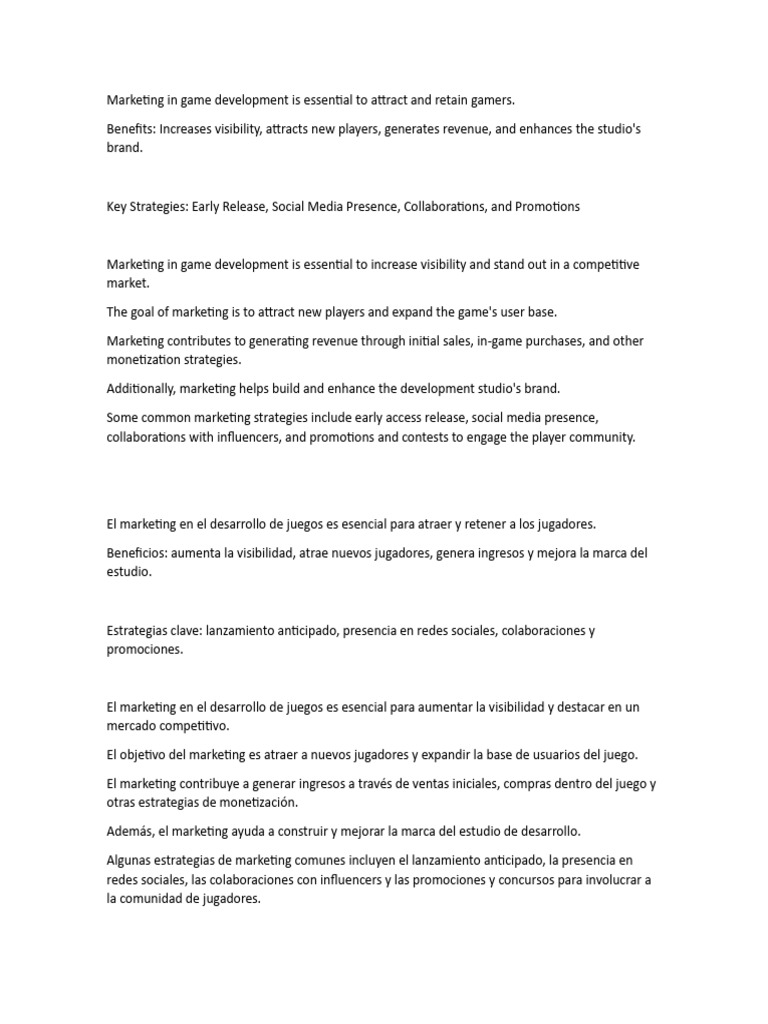 Estrategias de Marketing en Juegos | PDF