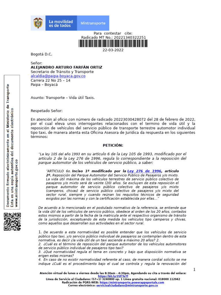 Vida útil de taxis en Colombia | PDF | Transporte | Transporte público