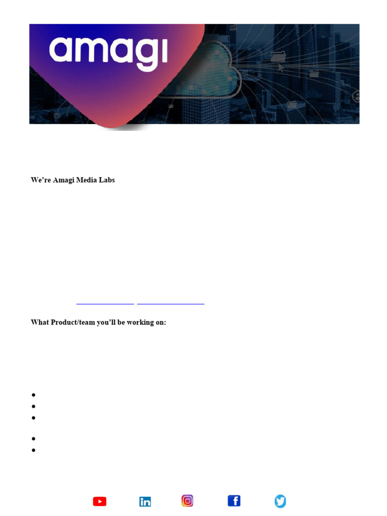 Job Description - Amagi Product Support Intern | PDF