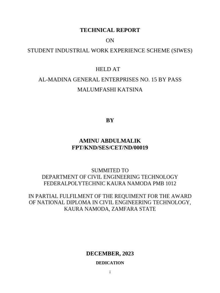 SIWES Report: Civil Engineering Experience | PDF | Building Materials ...