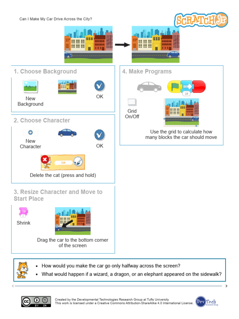 ScratchJr: Car Movement Tutorial | PDF