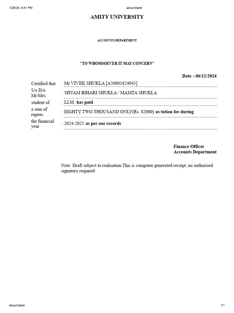 FEE-PAID-AMITY | PDF