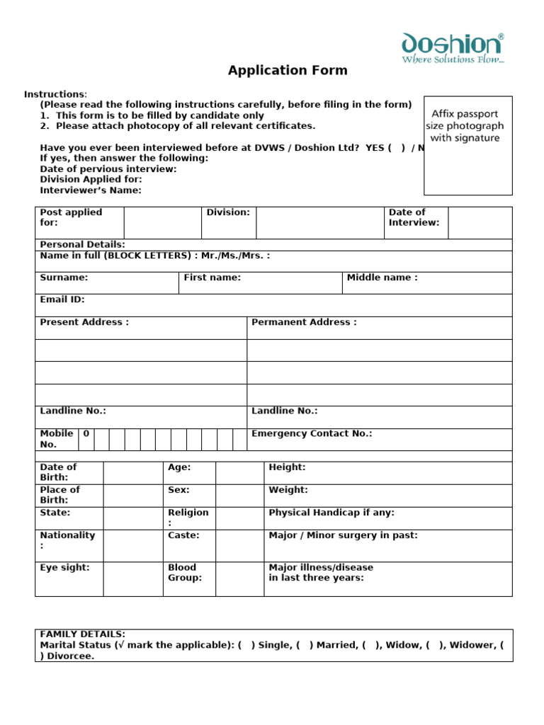Application Form-DVWS | PDF