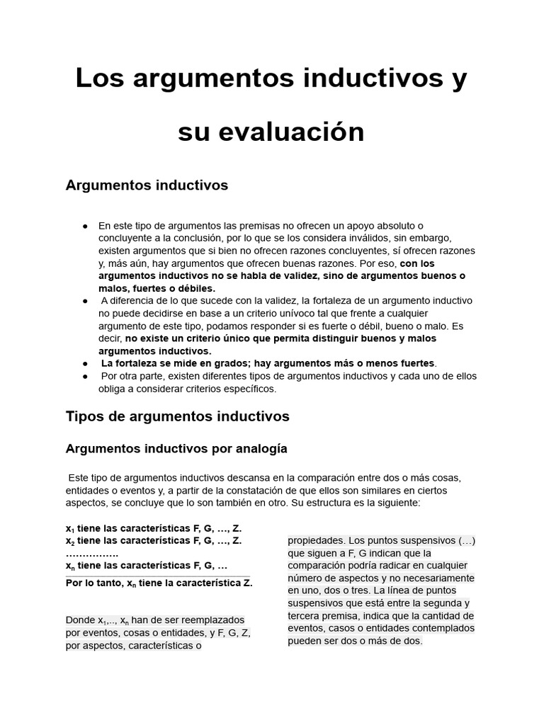 Los Argumentos Inductivos y Su Evaluación | PDF | Razonamiento inductivo | Argumento