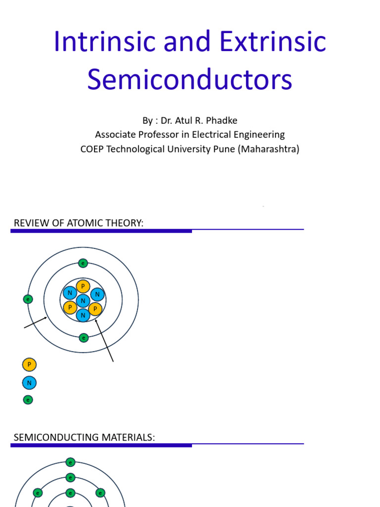 Intrinsic and Extrinsic Semiconductors | PDF | Semiconductors | Silicon