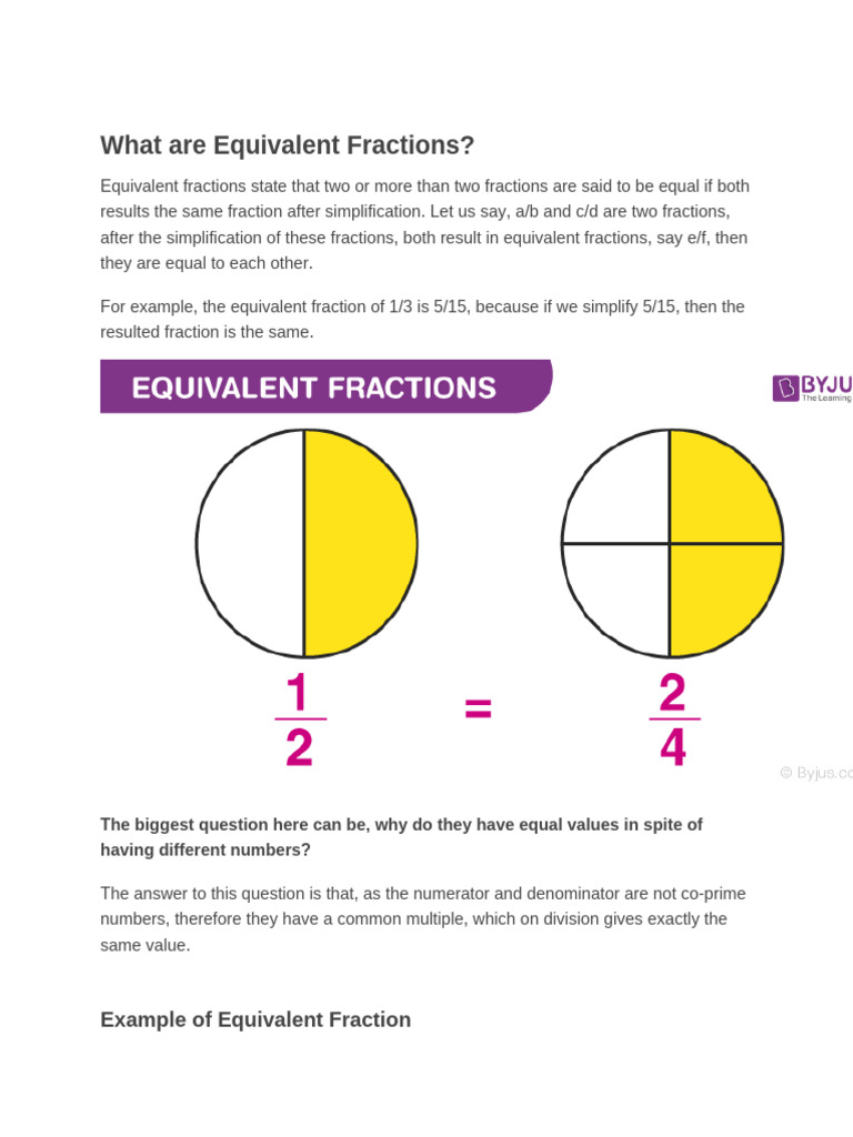 Understanding Equivalent Fractions | PDF | Arithmetic | Division ...