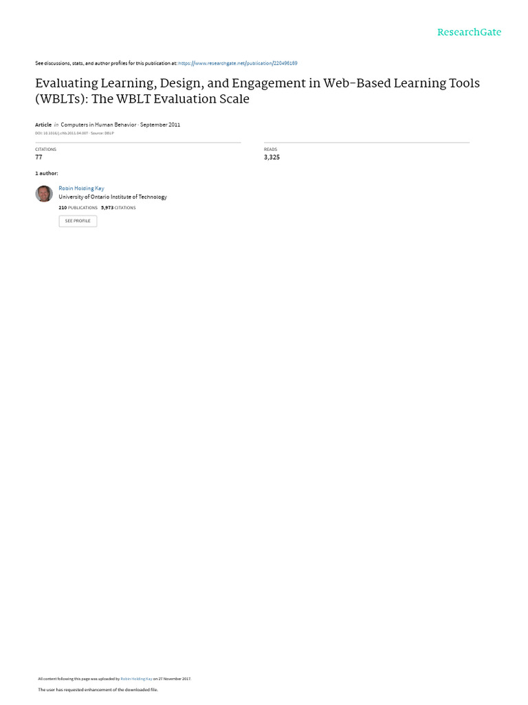 Evaluating Learning Design and Engagement in Web-B | PDF | Validity (Statistics) | Teachers