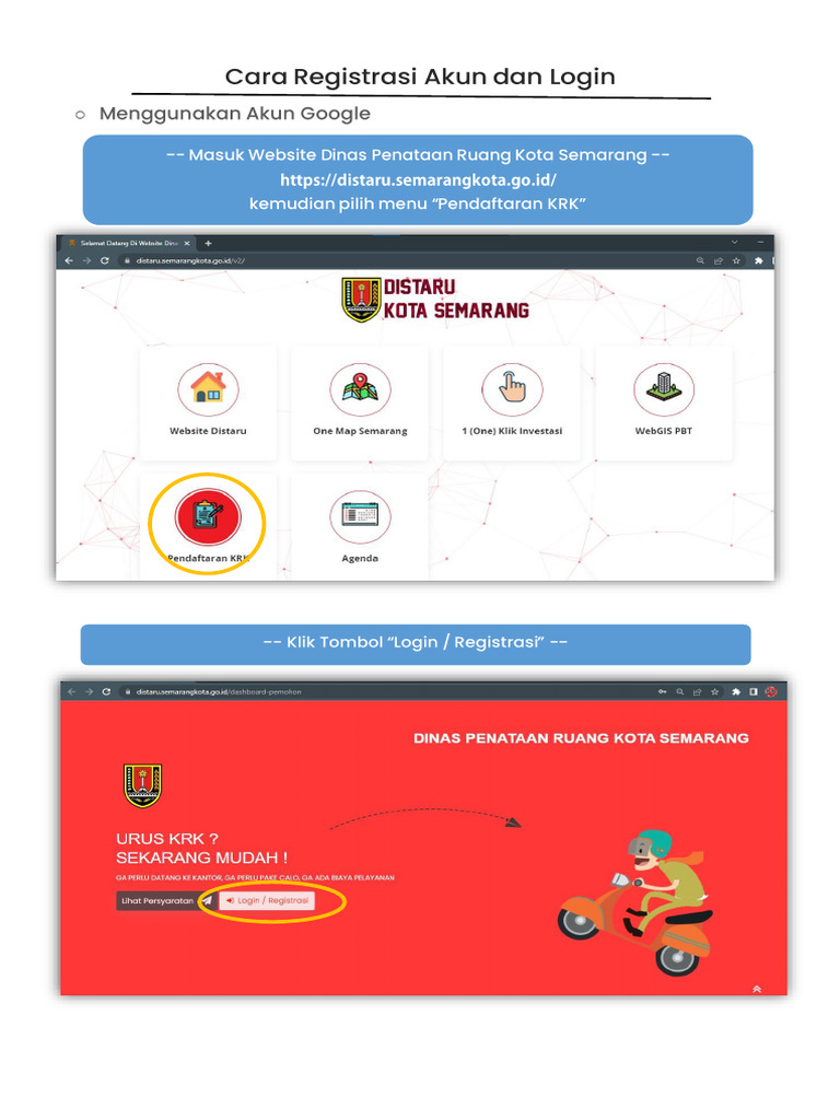 Panduan Registrasi Akun Dan Login | PDF