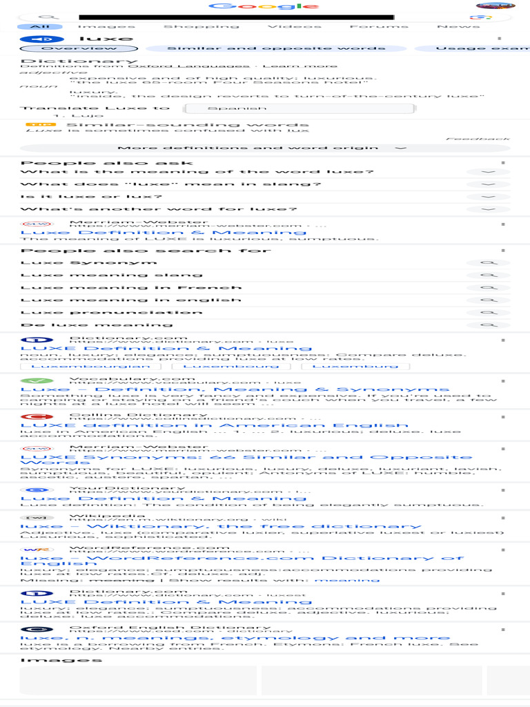 Luxe Meaning - Google Search | PDF | Adjective | Dictionary