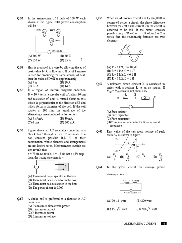 Ac SCQ Sheet 2 (C New) - 052936 | PDF | Inductor | Alternating Current