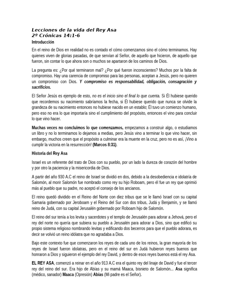 Rey Asa | PDF | Libros de reyes | Creencia religiosa y doctrina