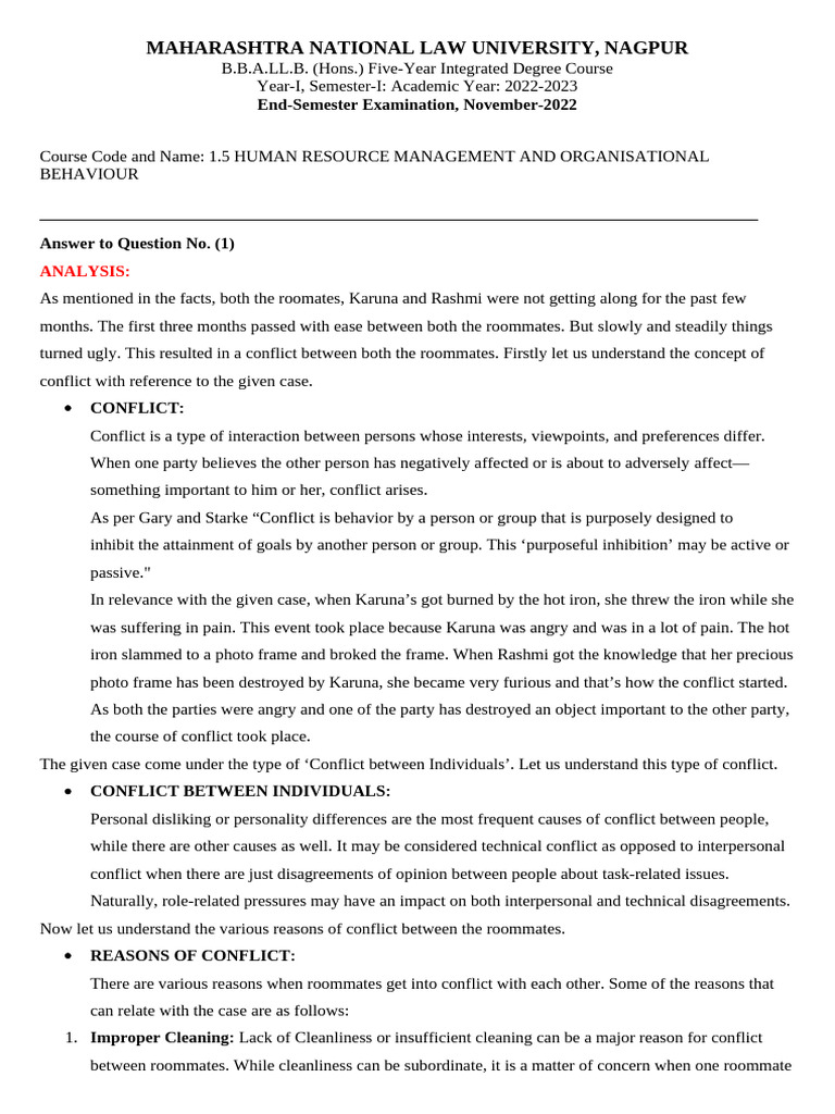 HROB Semester 1 Answer Sheet | PDF | Stress (Biology) | Power (Social ...