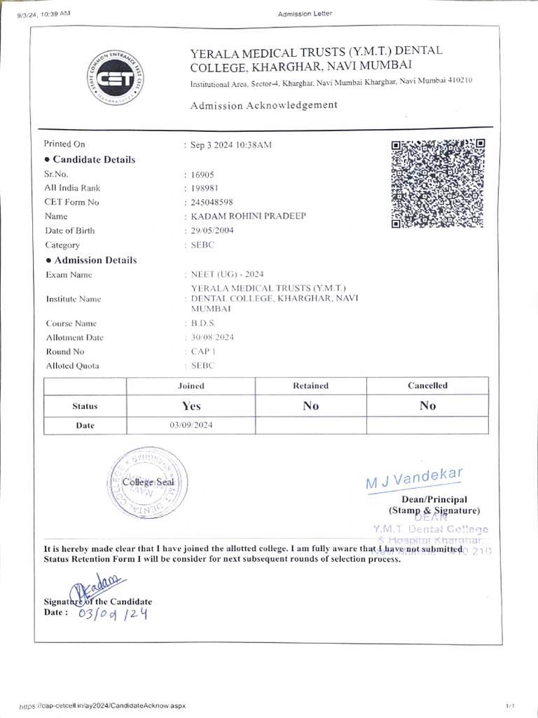 Admission Receipt | PDF | Qualifications | Student Assessment And Evaluation