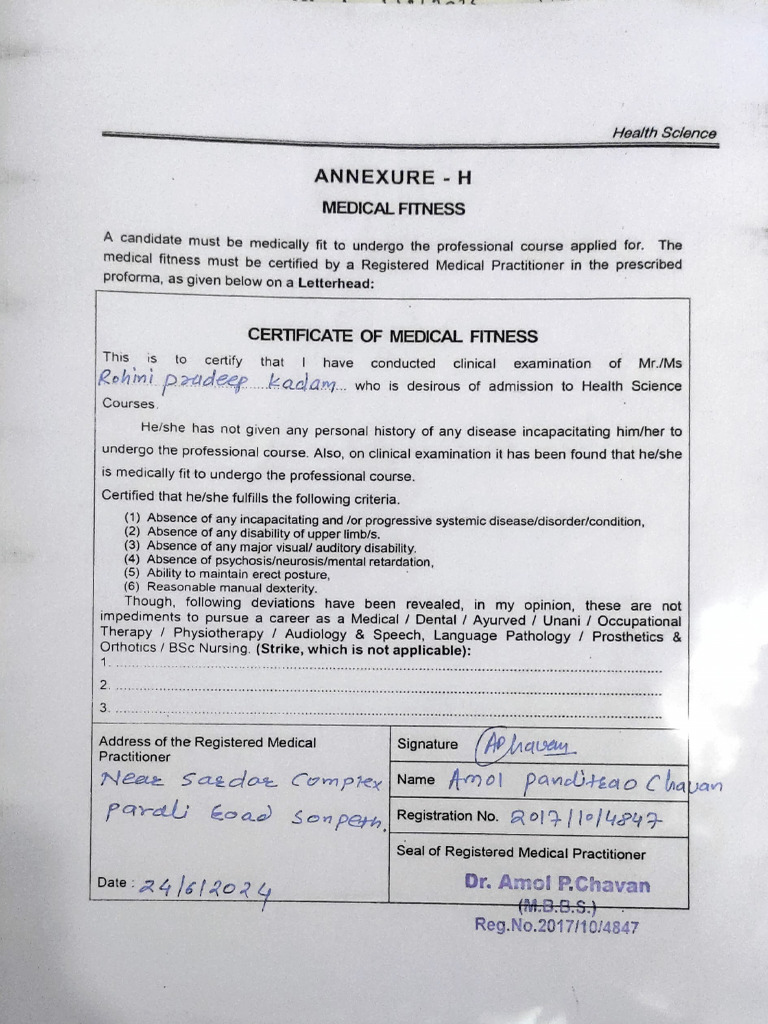 Medical Fitness | PDF