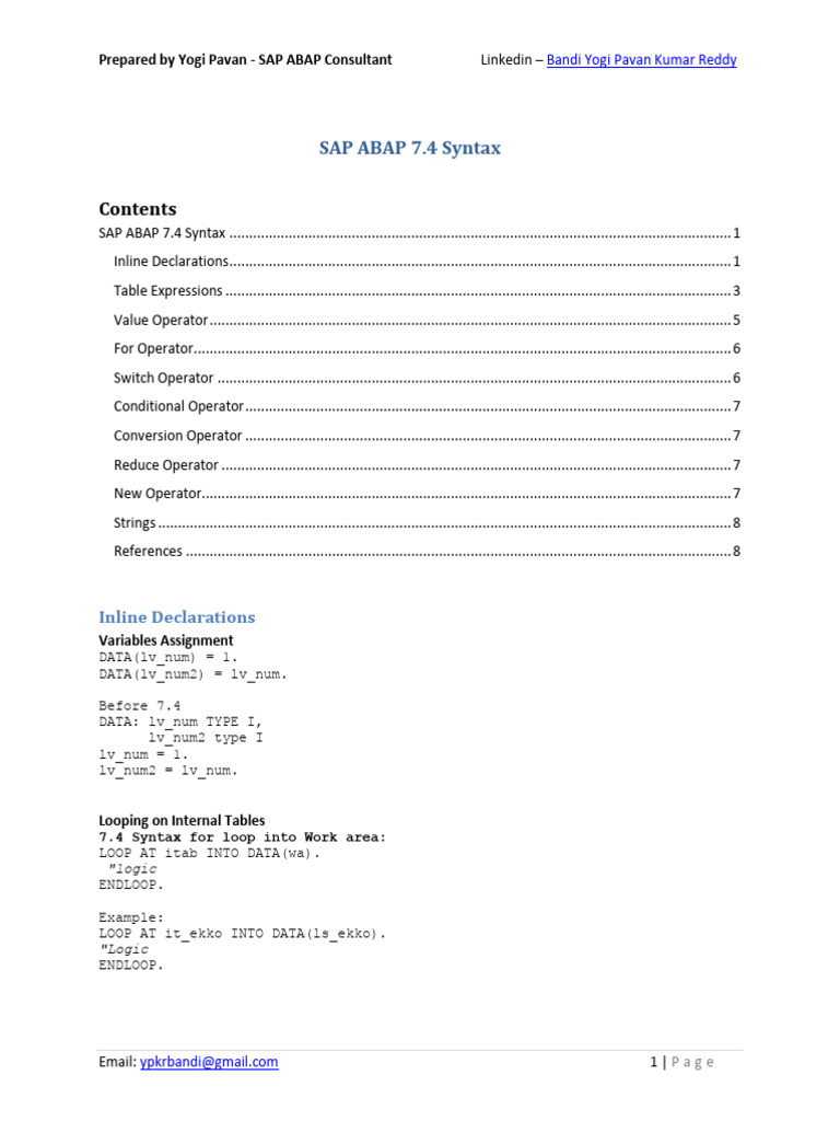 SAP ABAP 7.4 Syntax | PDF | String (Computer Science) | Software ...