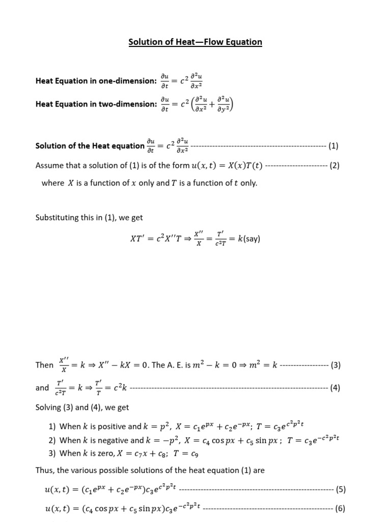 Solution of Heat Equation | PDF | Thermal Conduction | Applied And ...