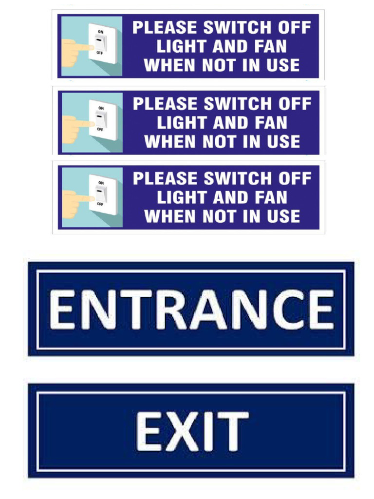 Classroom Signages Lights and Fan and Etc | PDF