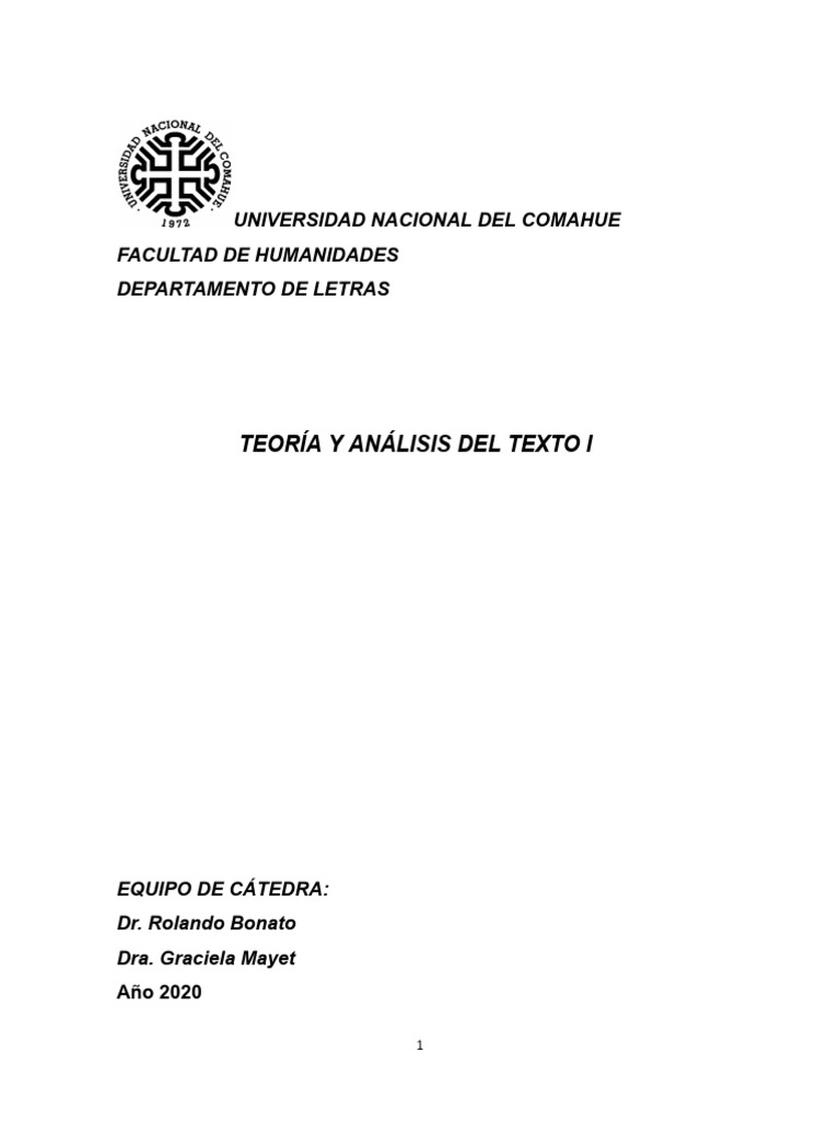 Teoría y Análisis del Texto Literario | PDF | Autor | Educación en ...