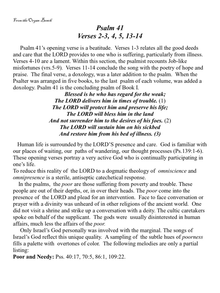 Psalm 41 - 7th Sunday 2012 | PDF