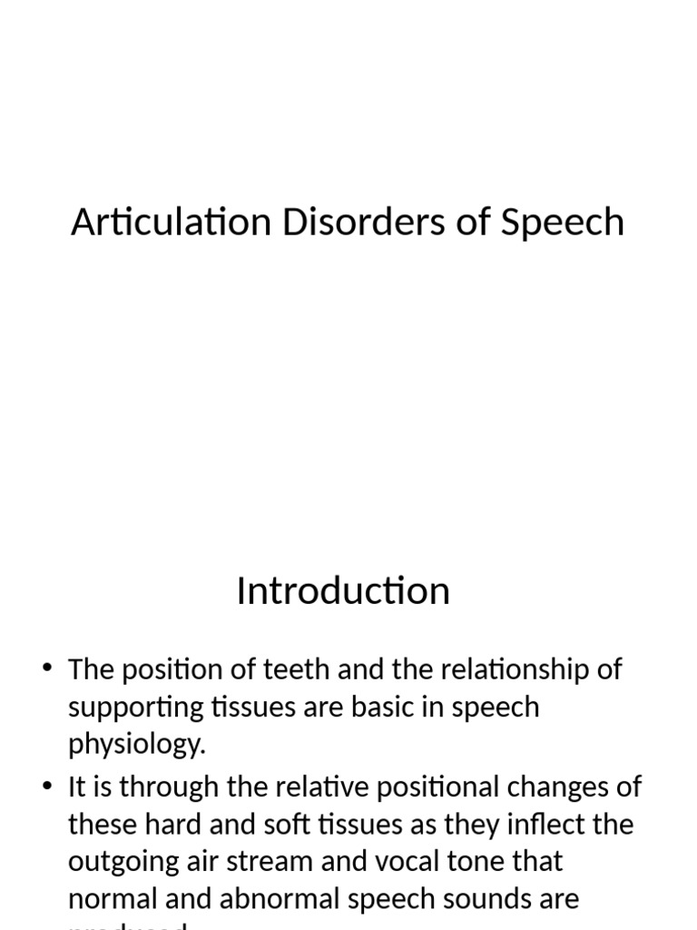 Articulation Disorders of Speech | PDF