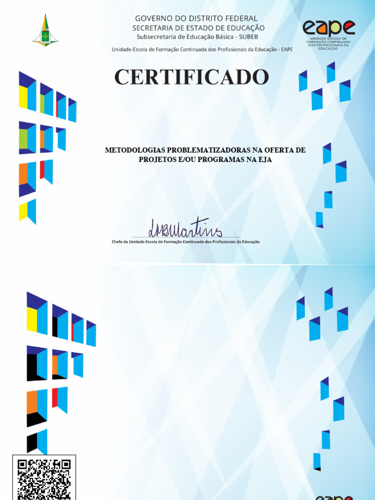 Metodologias Problematizadoras Na Oferta de Projetos Eou Programas Na Eja Certificados Simples ...