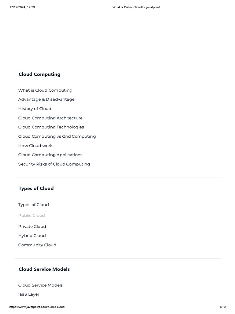 What Is Public Cloud - Javatpoint | PDF | Cloud Computing | Scalability