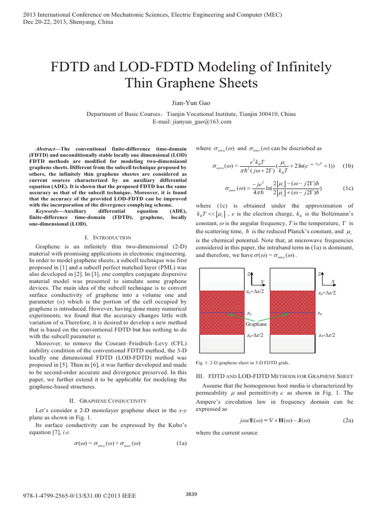 FDTD and LOD-FDTD Modeling of Infinitely Thin Graphene Sheets | PDF | Graphene | Condensed ...