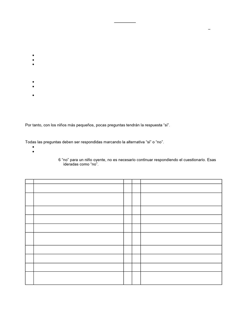 Cuestionario Auditivo LittlEars | PDF | Sonido | Cuestionario