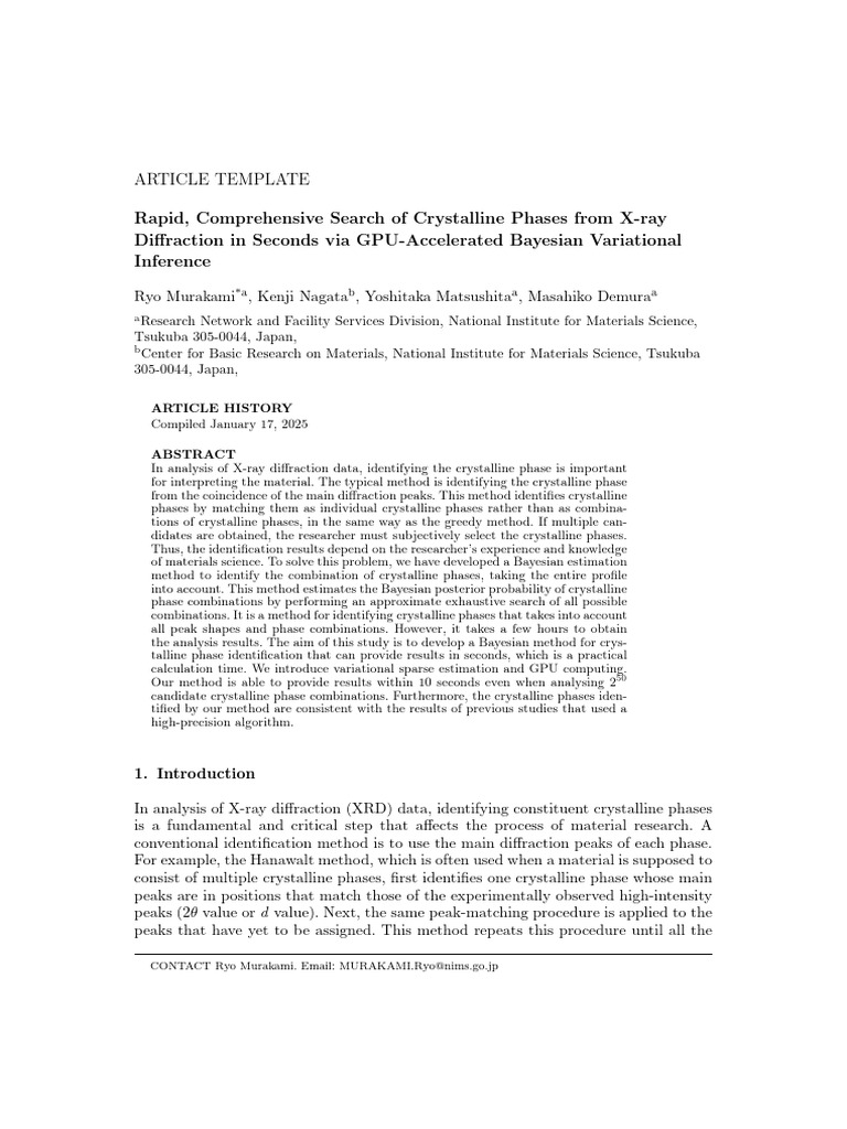 Rapid, Comprehensive Search of Crystalline Phases From X-Ray ...