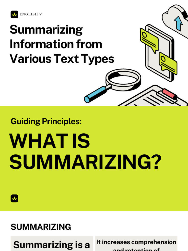Summarizing Information From Various Text Types | PDF | Cognition ...